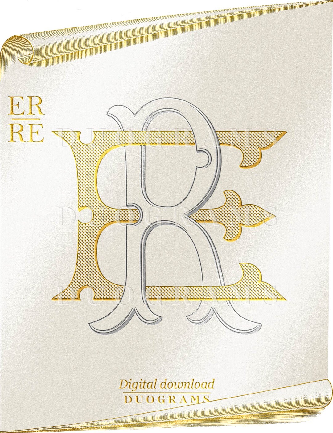 ER RE Wedding Monogram Design E R Two Letter Monogram Initials R E ...
