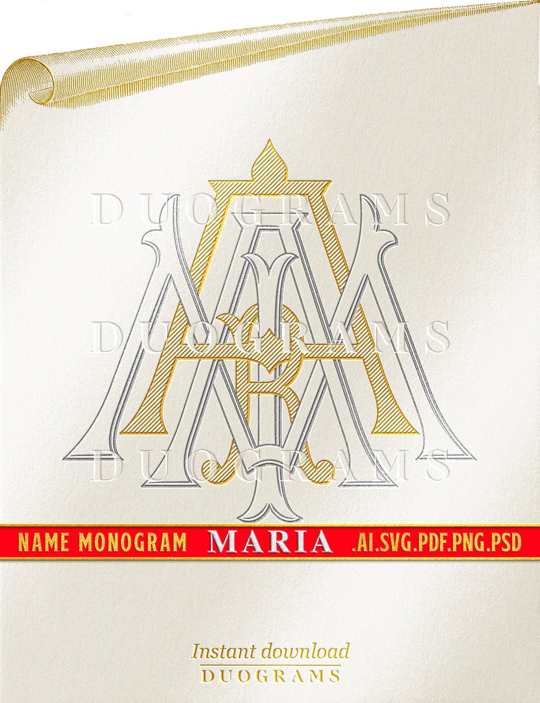 MARIA Name Monogram Logo, Personalized Name, Name Logo , SVG & PNG ...
