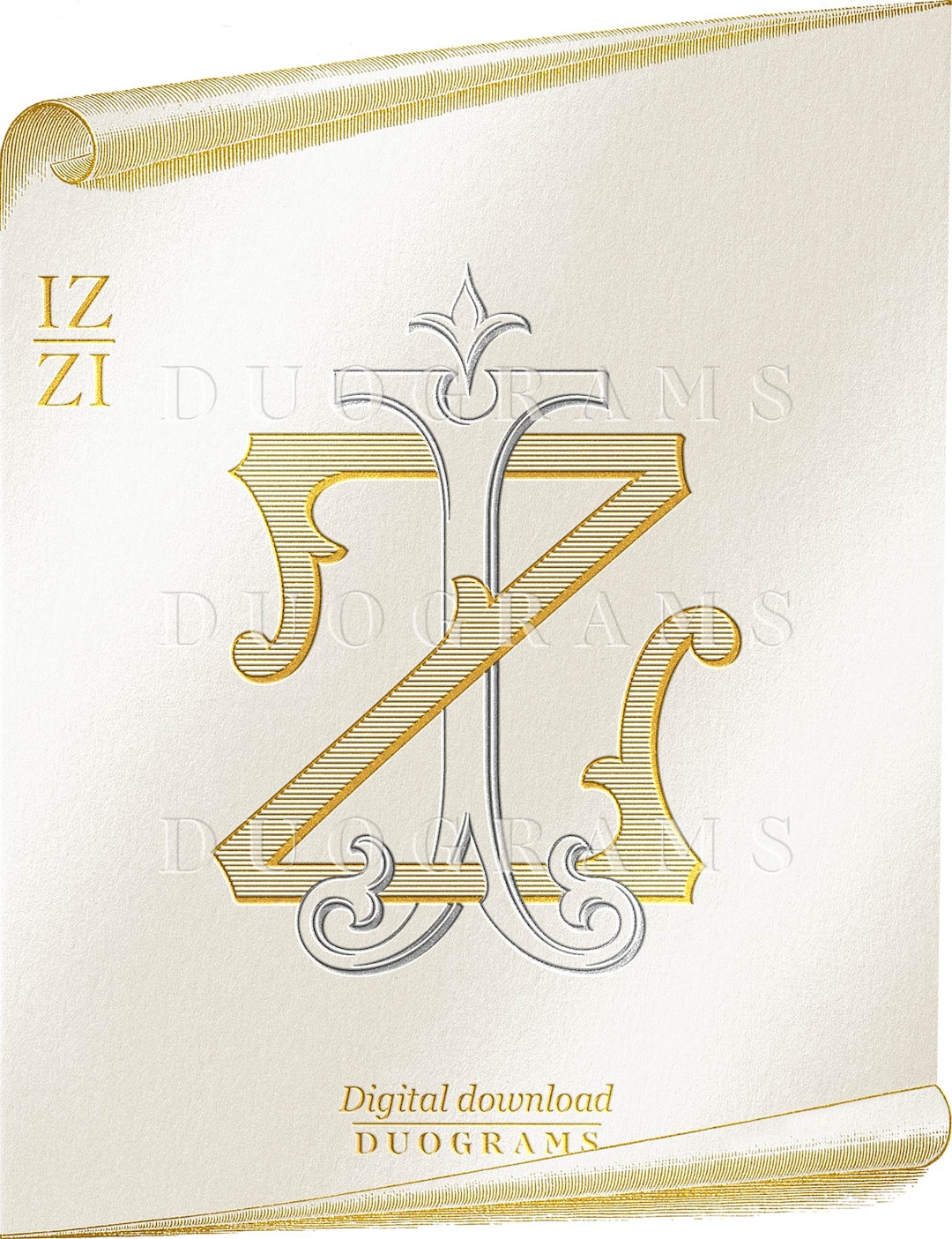 IZ ZI Wedding Monogram Letters Design I Z Digital Download SVG + 2 Free ...