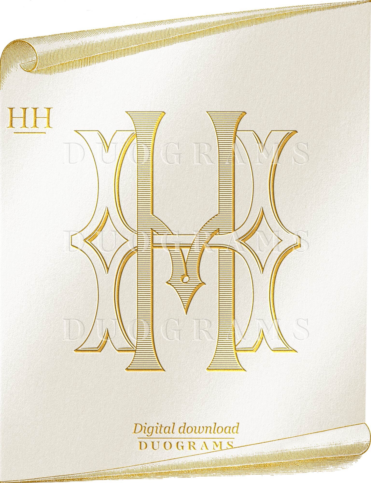 Double H Wedding Monogram Logo Design HH Initials+ 2 Free Monogram ...