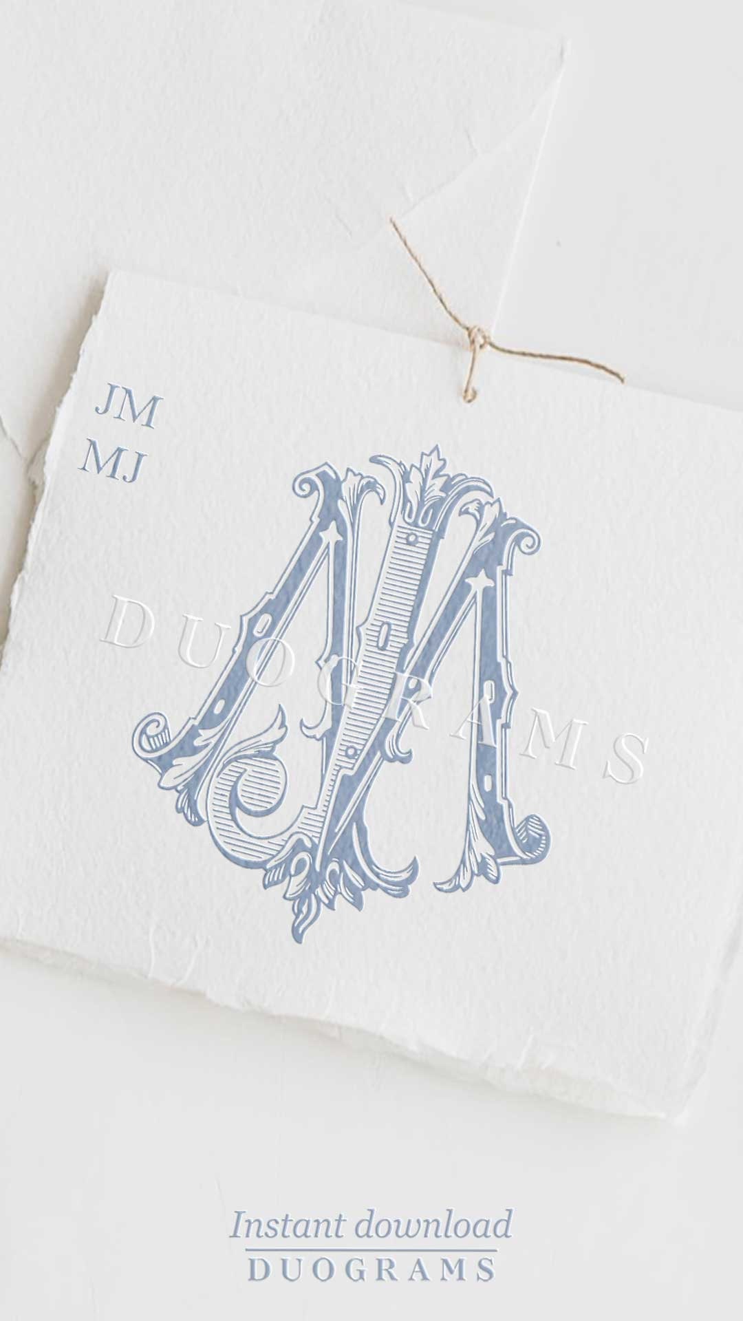 Wedding Monogram Logo JM or MJ Two Letter Monogram Design J M ...