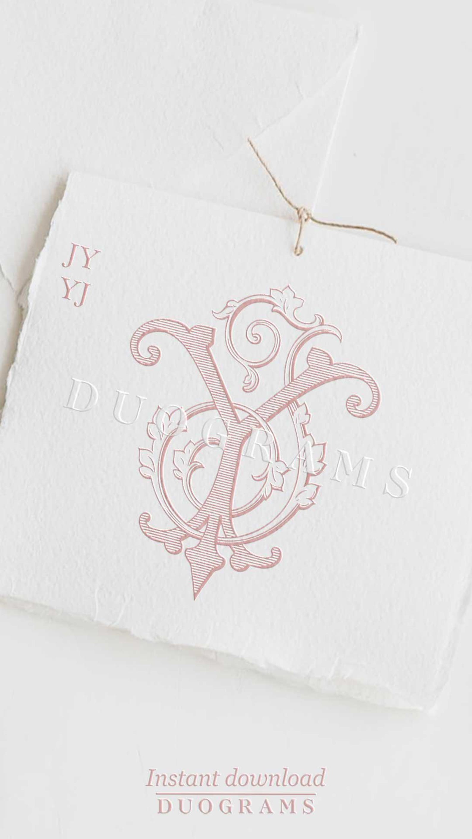 JY YJ Vintage Wedding Monogram Logo Design SVG 2-letter Monogram J Y ...