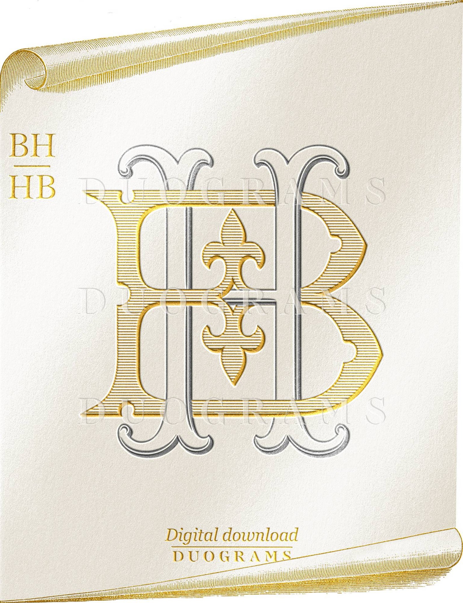 Wedding Monogram Logo Design BH HB Monogram Wreath SVG Digital Download ...