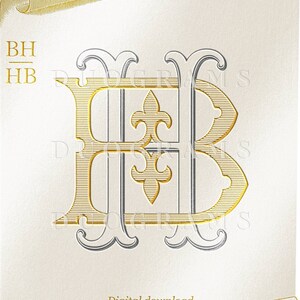 Wedding Monogram Logo Design BH HB Monogram Wreath SVG Digital Download ...