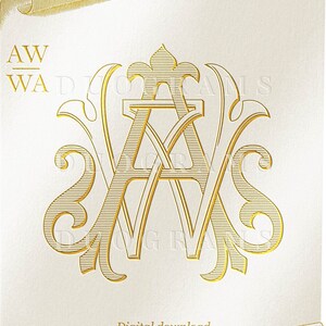 Vintage Monogram Logo Design AW WA Monogram Wreath SVG Digital Download ...