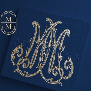 Double M Wedding Monogram Logo Designs MM 2-letter Monogram M M Digital ...