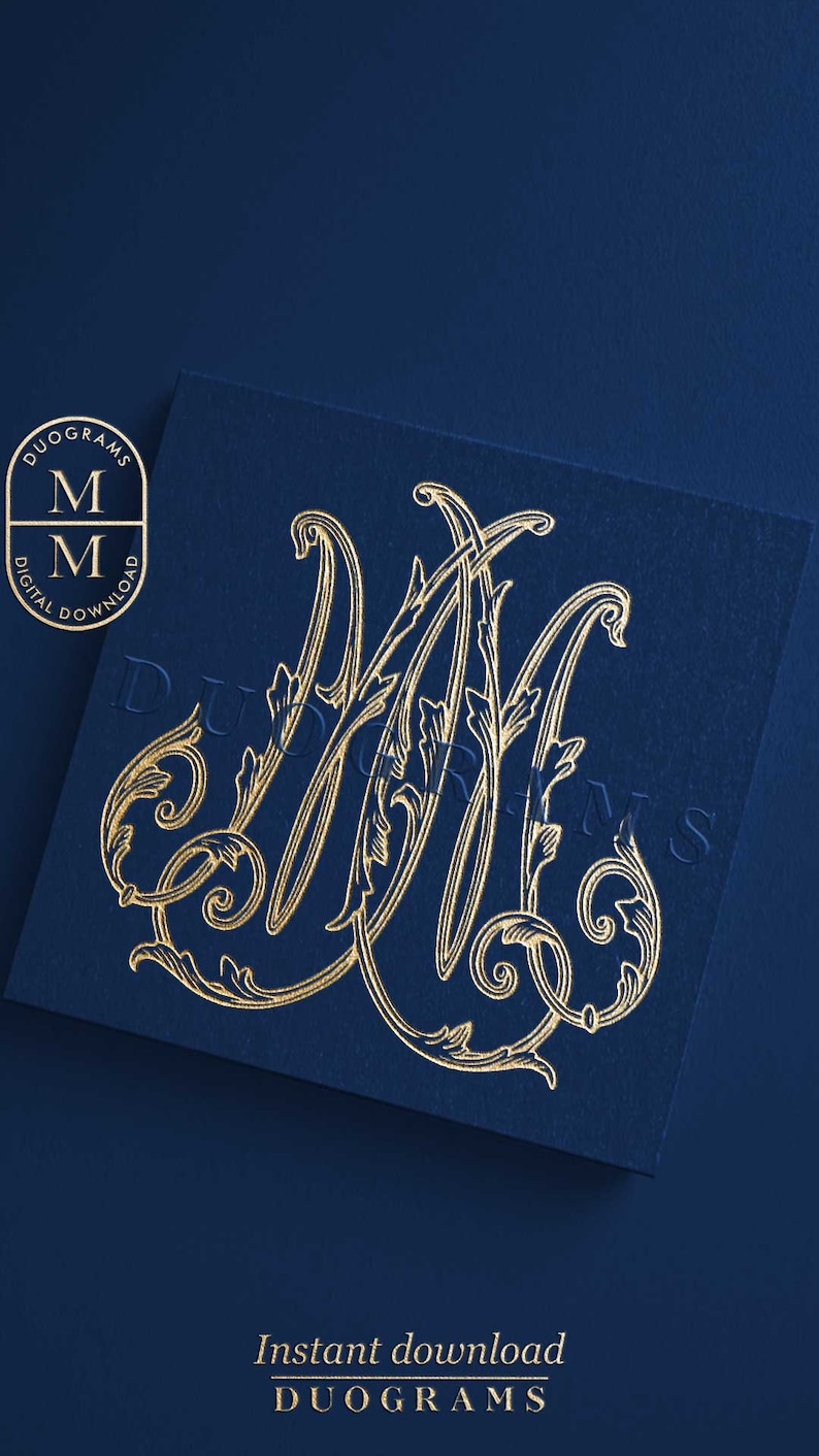 Double M Wedding Monogram Logo Designs MM 2-letter Monogram M M Digital ...