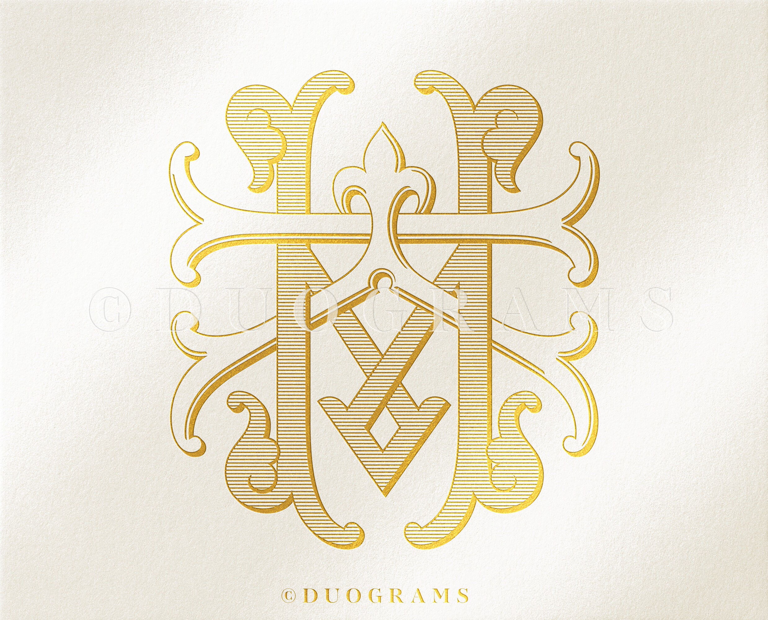 Vintage Wedding Monogram Logo HK KH Duogram H K Intertwined | Etsy