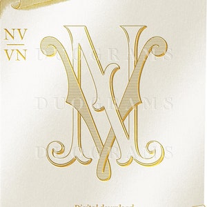 Wedding Monogram Logo NV VN Monogram Wreath SVG Digital Download - Etsy