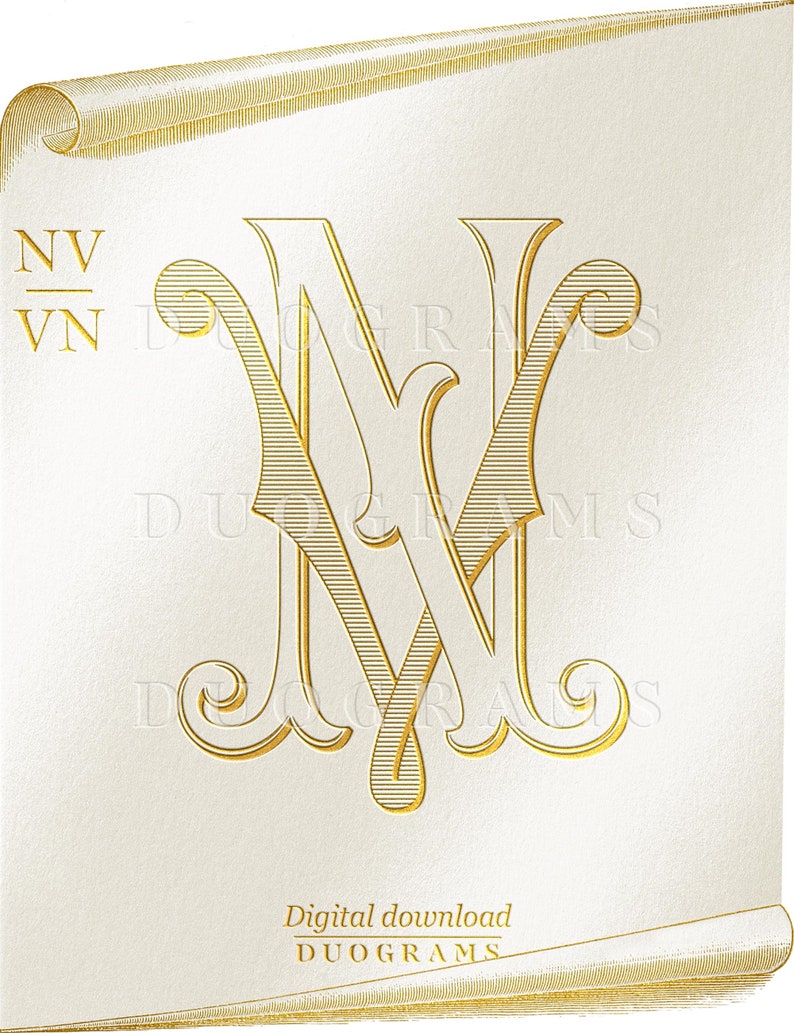 Wedding Monogram Logo NV VN Monogram Wreath SVG Digital Download - Etsy