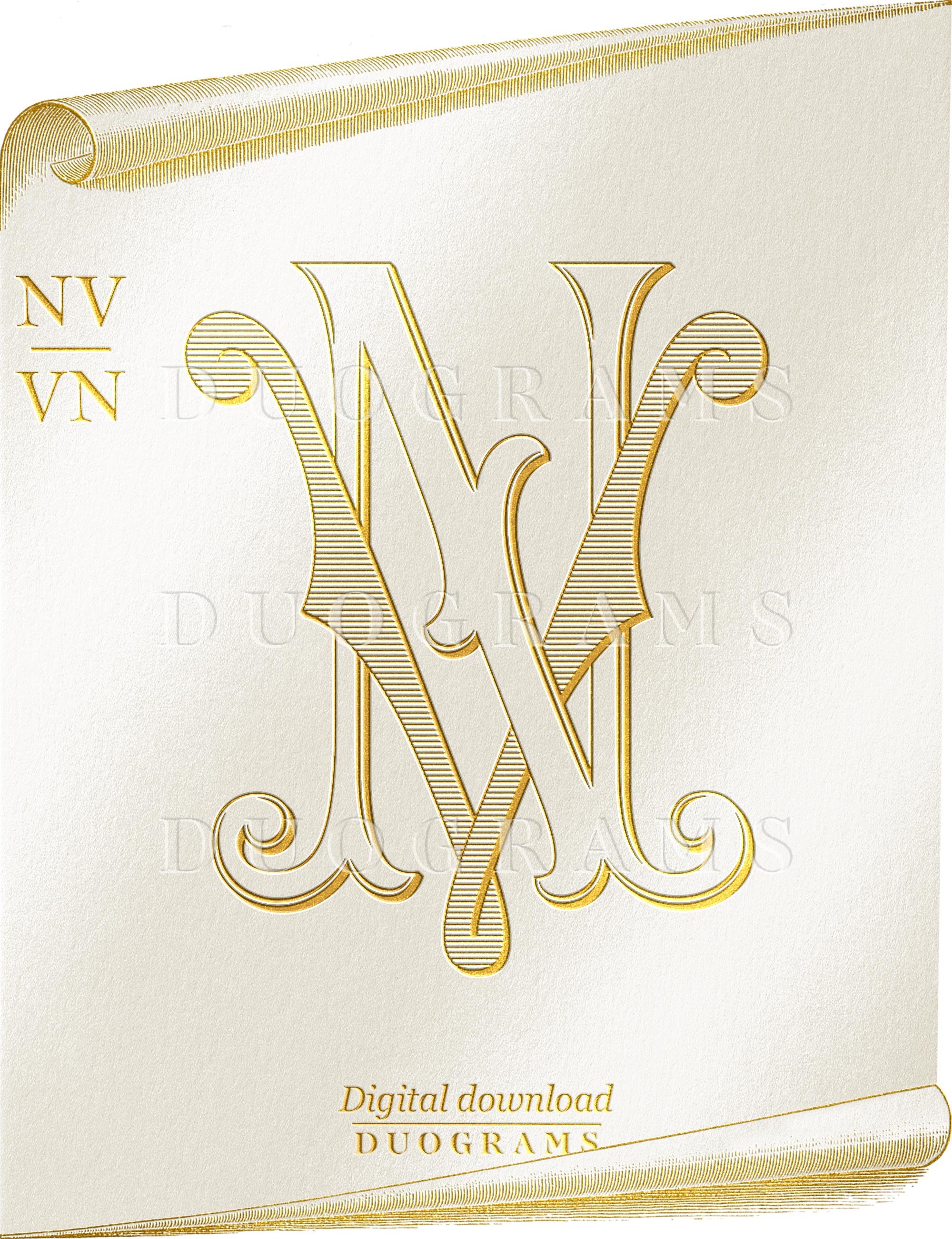Wedding Monogram Logo NV VN Monogram Wreath SVG Digital Download - Etsy