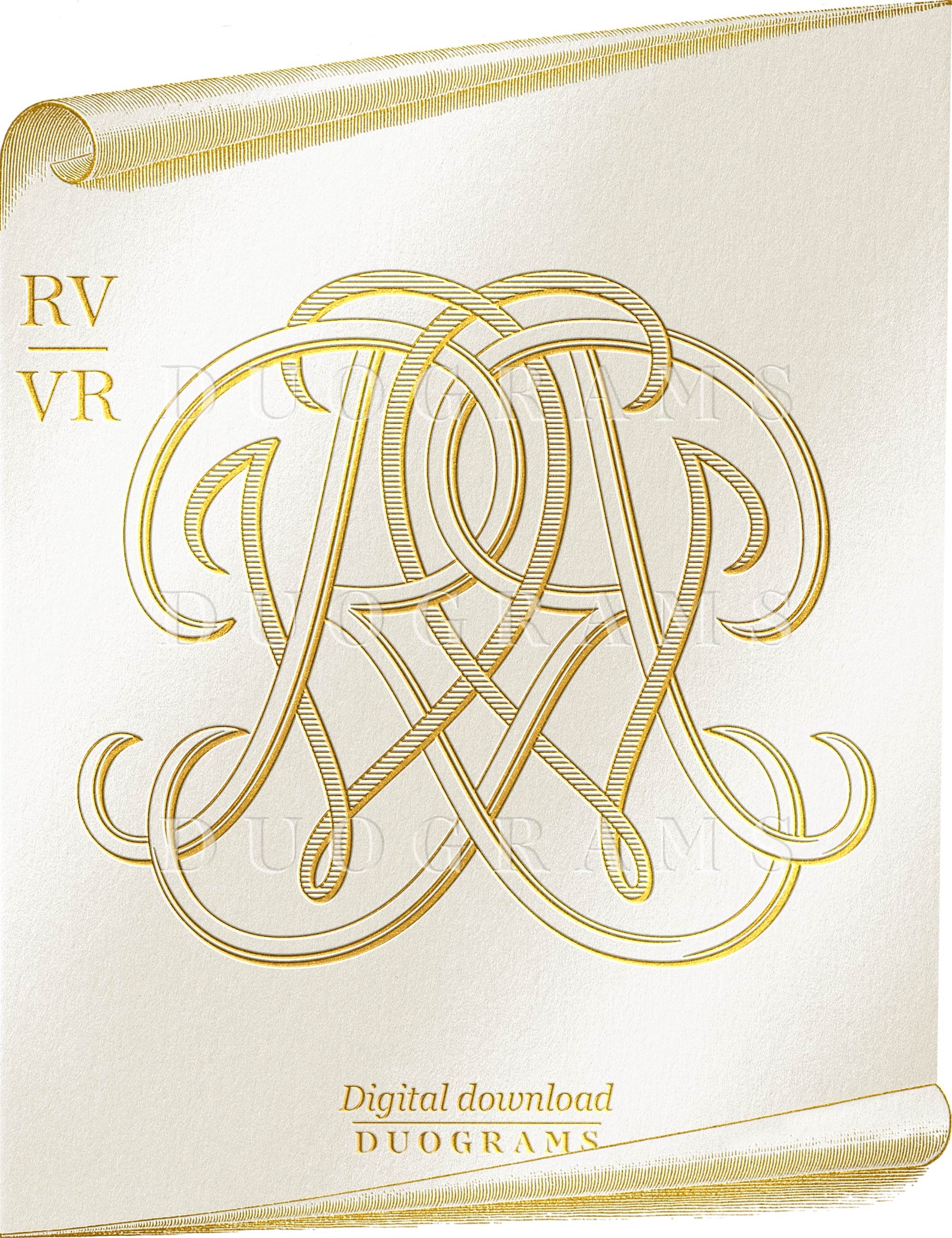 Wedding Monogram Logo Design RV VR Monogram Wreath SVG Digital Download ...