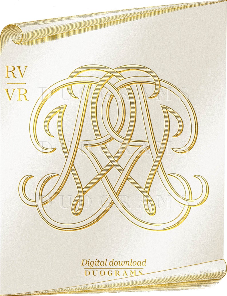 Wedding Monogram Logo Design RV VR Monogram Wreath SVG Digital Download ...