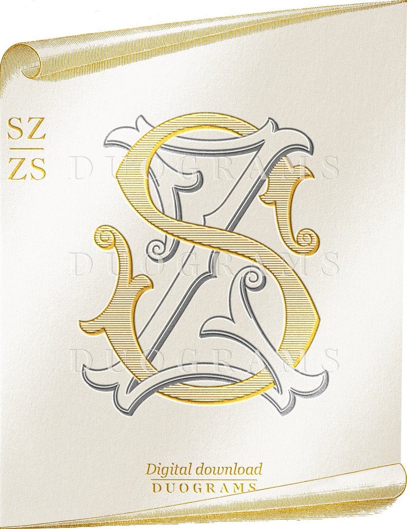 SZ ZS Vintage Wedding Monogram Logo Design S Z Monogram Wreath SVG ...