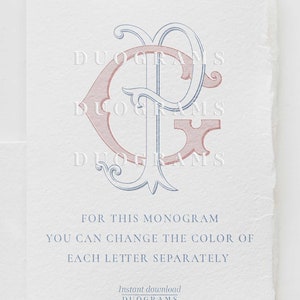 Two Letter Monogram GP or PG Vintage Wedding Monogram Logo Design G P ...