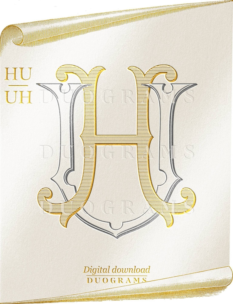 HU Vintage Wedding Monogram Logo UH Digital Download - Etsy