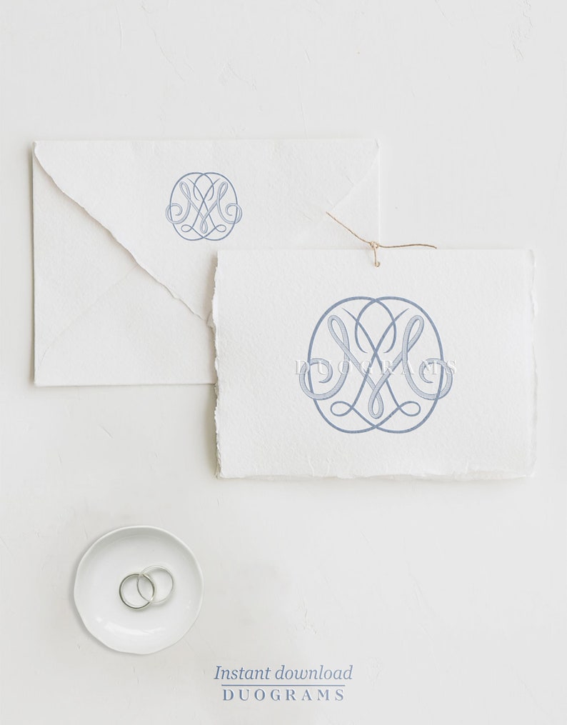 Elegant Wedding Monogram DM or MD, Two Letter Monogram Logo Design ...