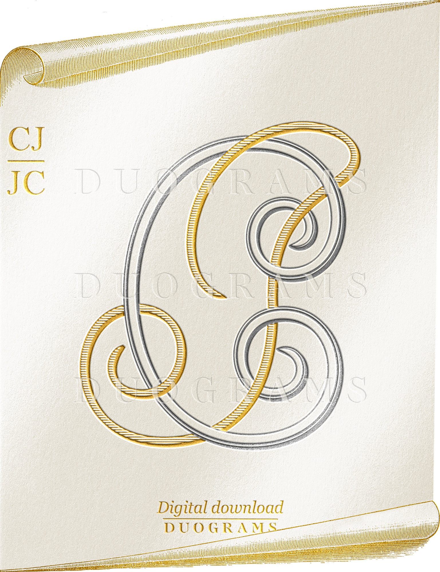 CJ JC Wedding Monogram Logo Vintage Duogram J C Intertwined Monogram C ...