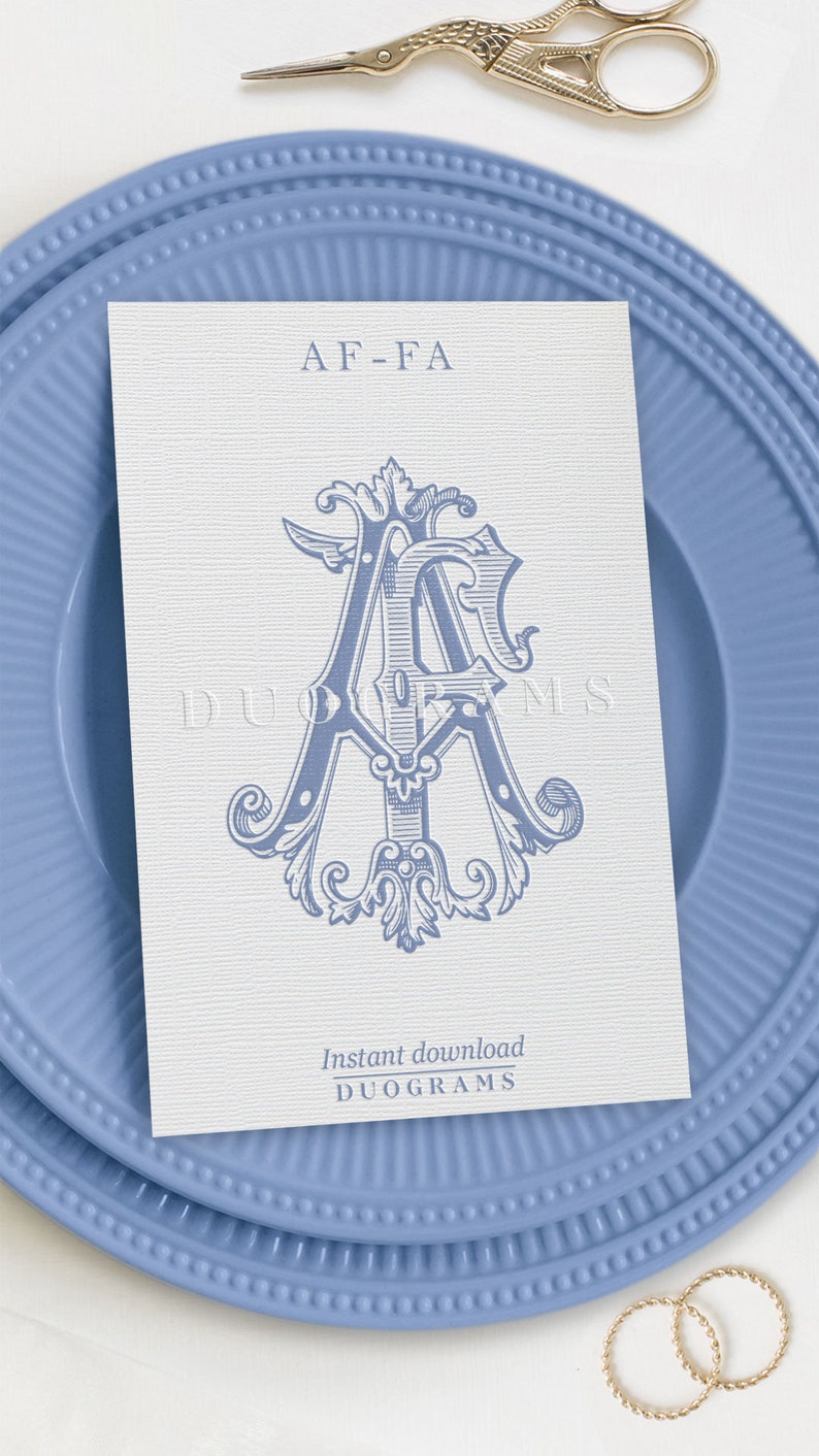 Vintage Monogram Logo AF or FA 2-letter Monogram Design A F Wedding ...