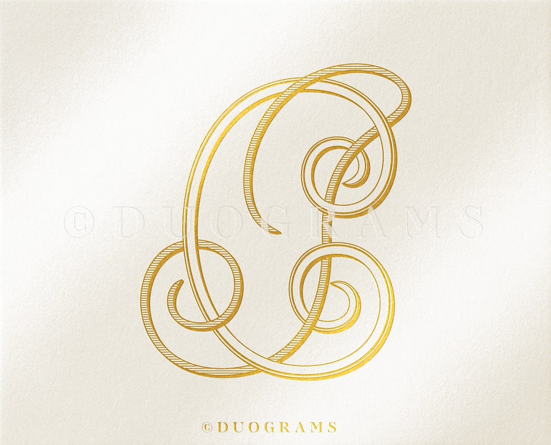CJ JC Wedding Monogram Logo Vintage Duogram J C Intertwined | Etsy