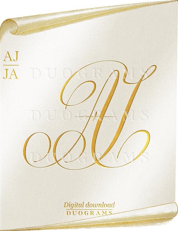 AJ Elegant Wedding Monogram Logo JA Vintage Duogram SVG - Etsy