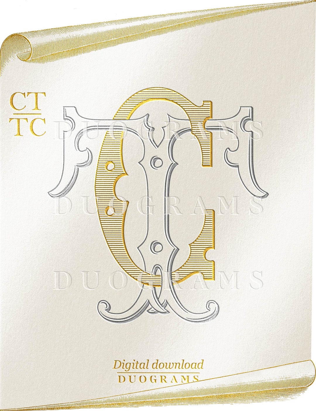 CT TC Wedding Monogram Logo Design C T 2-letter Monogram SVG Digital ...
