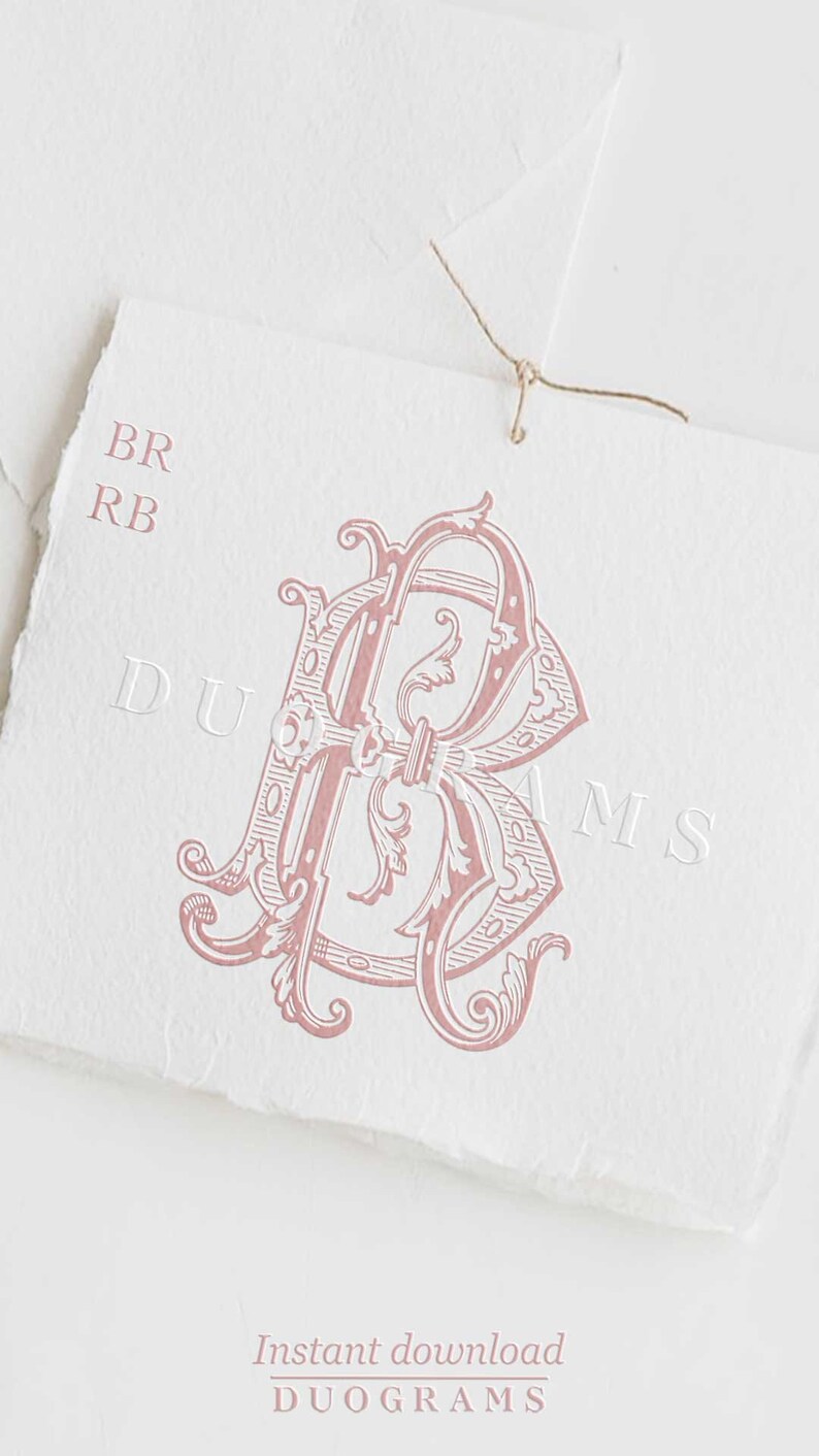 Vintage Monogram Logo BR or RB Interlocking Monogram Design B R Wedding ...