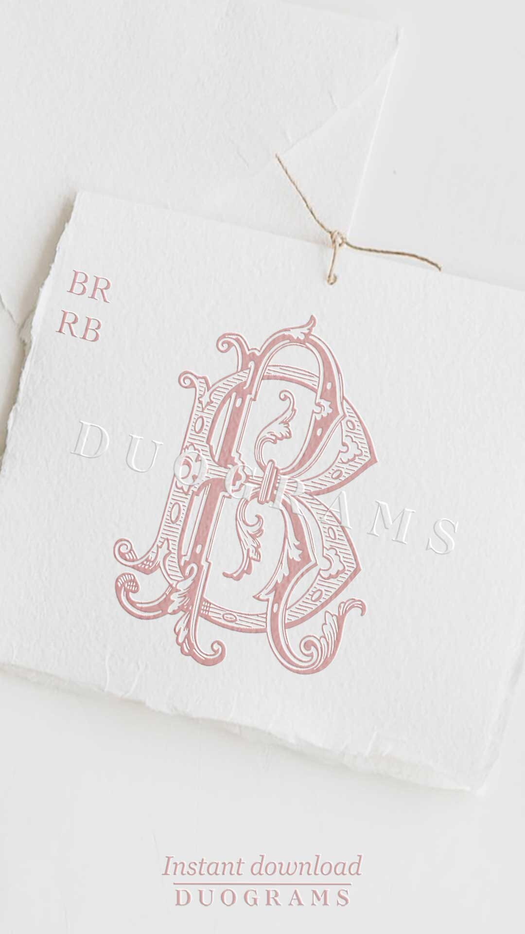 Vintage Monogram Logo BR or RB Interlocking Monogram Design B R Wedding ...