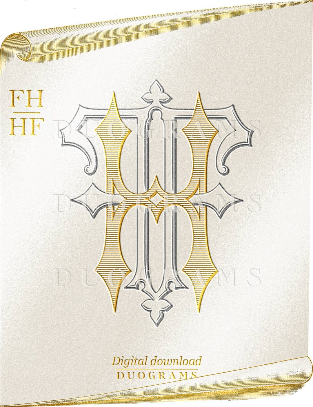 FH HF Wedding Monogram Logo Designs SVG Digital Download F H + 2 Free ...