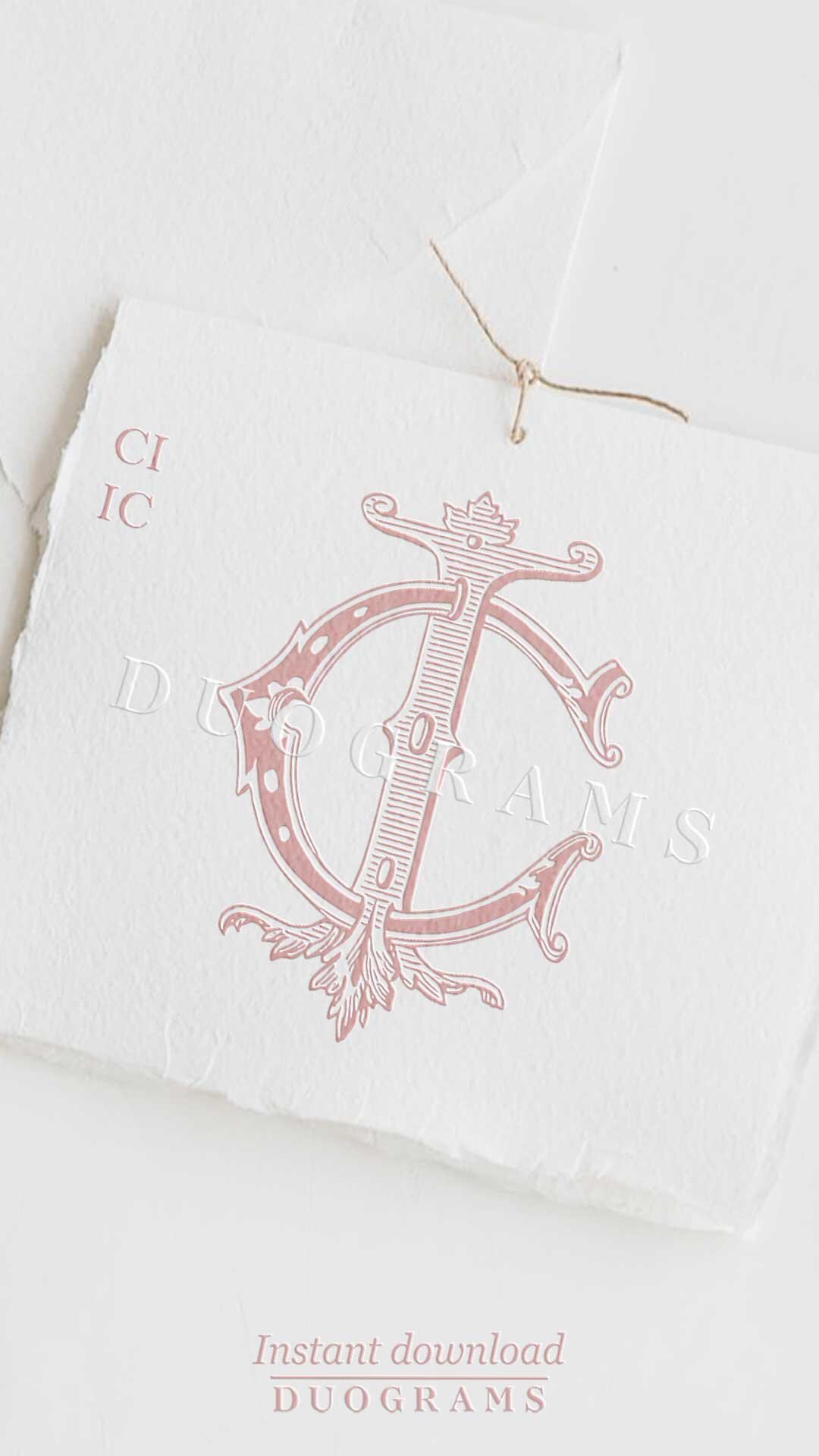 CI IC Vintage Wedding Monogram Logo Design SVG Two Letter Monogram C I ...