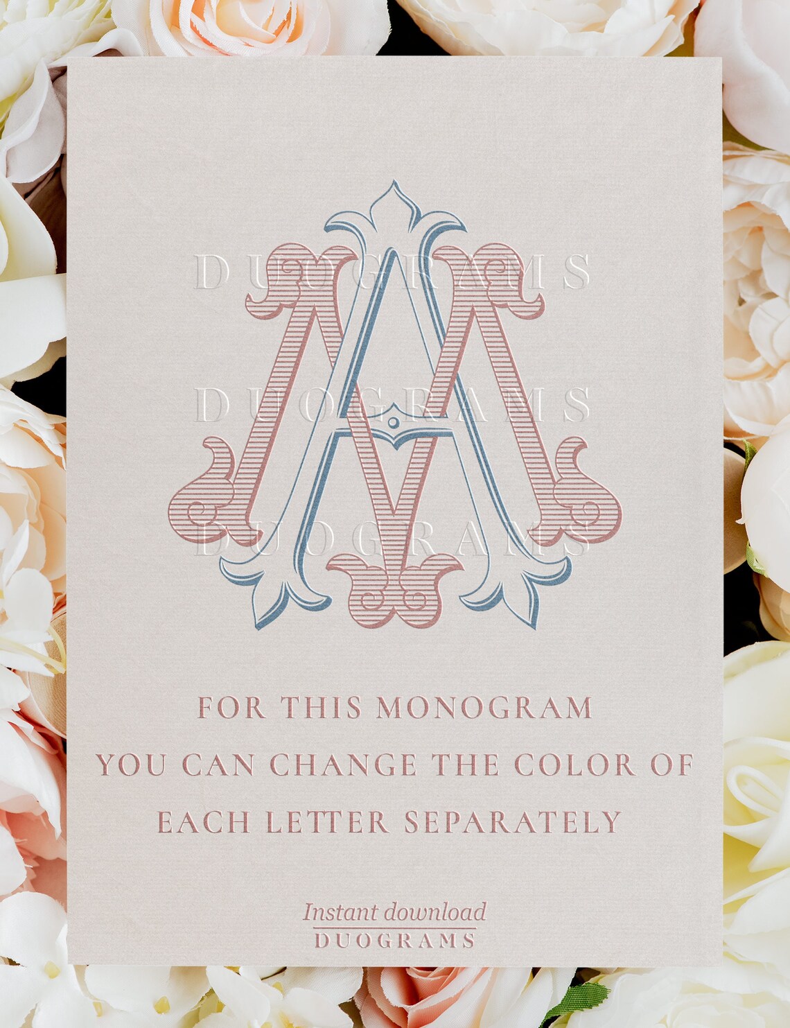 Wedding Monogram Logo AM MA Monogram Wreath SVG - Etsy