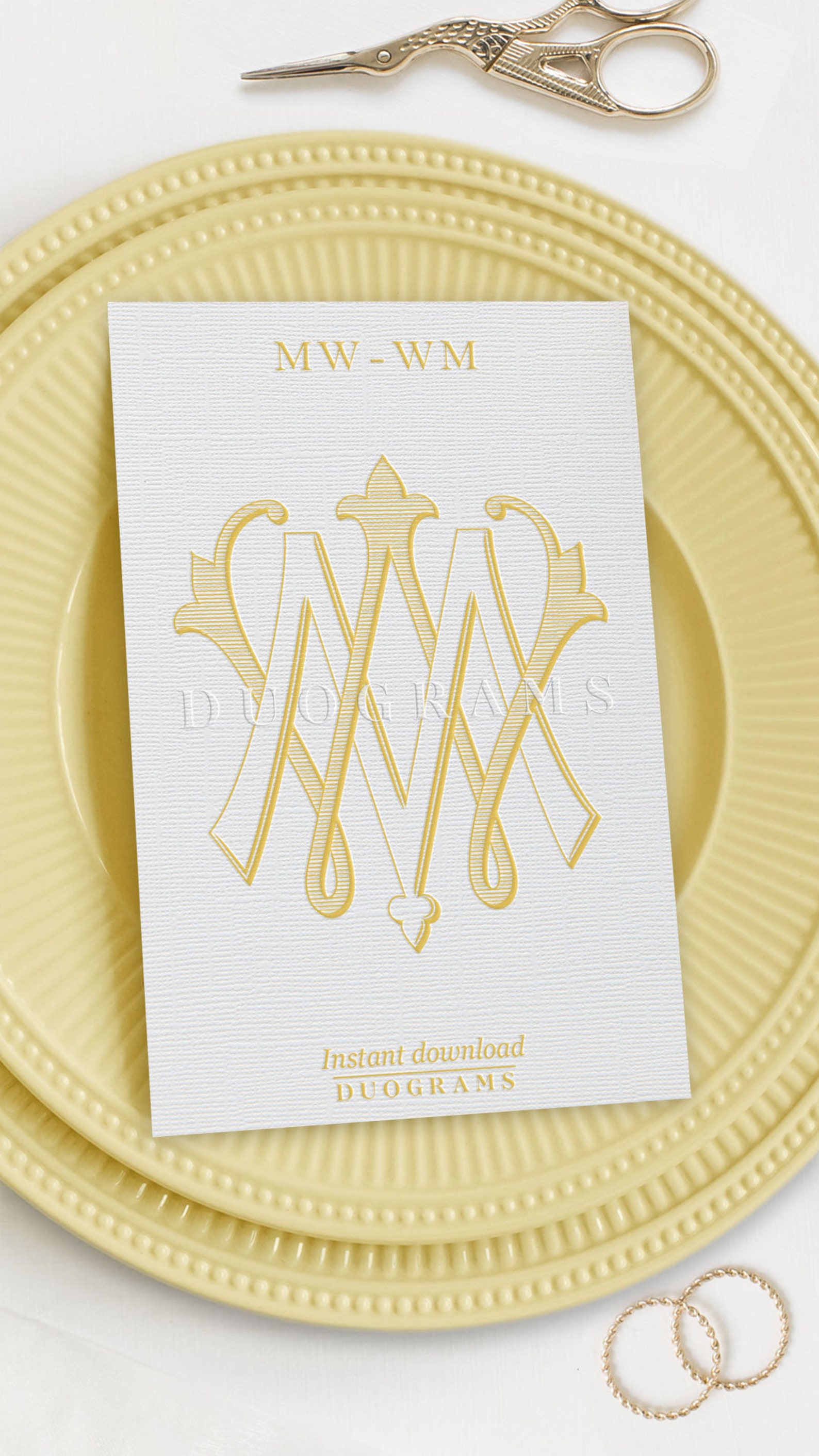 2-letter Wedding Monogram Logo MW or WM Interlocking Monogram Design M ...