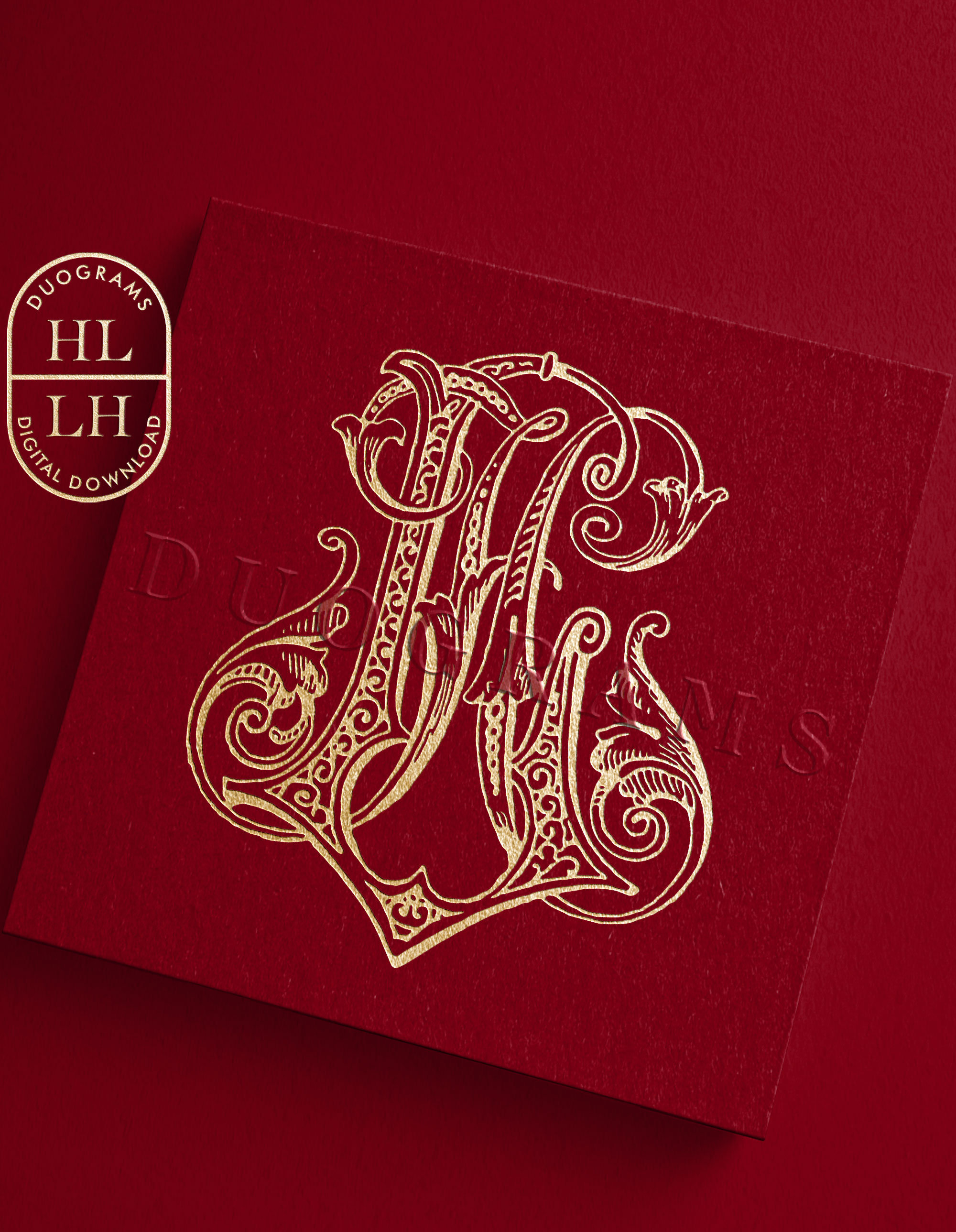 Vintage Wedding Monogram Logo HL LH Monogram Wreath SVG - Etsy