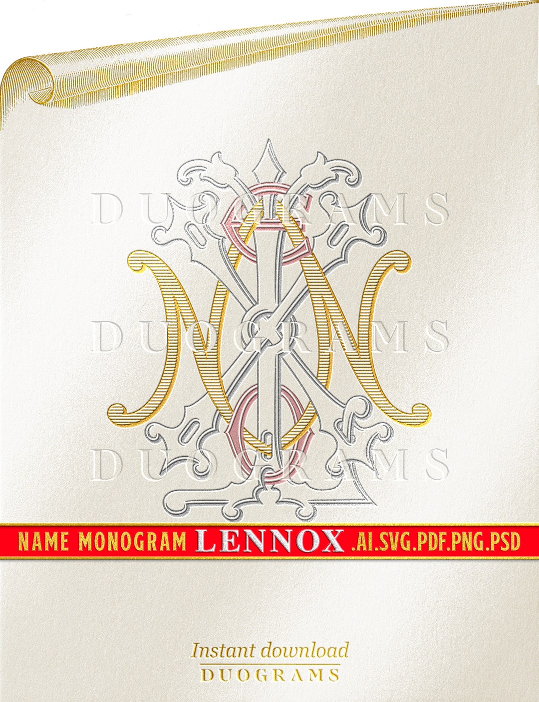 LENNOX Name Monogram Logo, 6 Letter Monogram, Personalized Gift, SVG ...