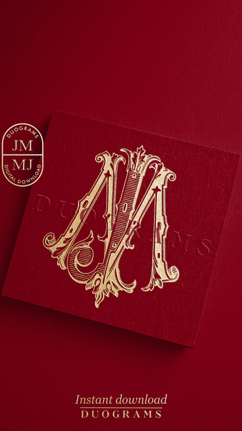 Wedding Monogram Logo JM or MJ Two Letter Monogram Design J M ...