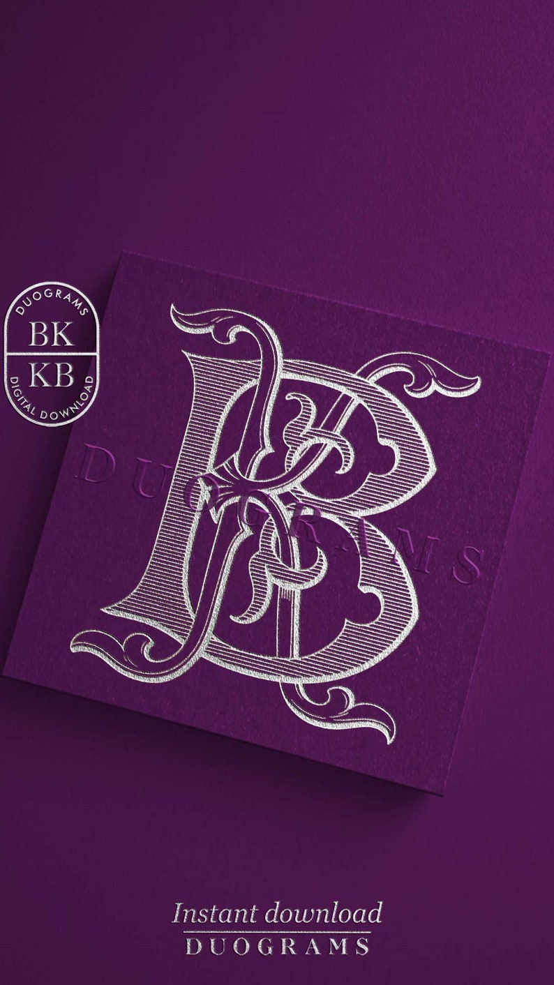 Interlocking Vintage Monogram BK or KB Two Letter Monogram Logo Design ...