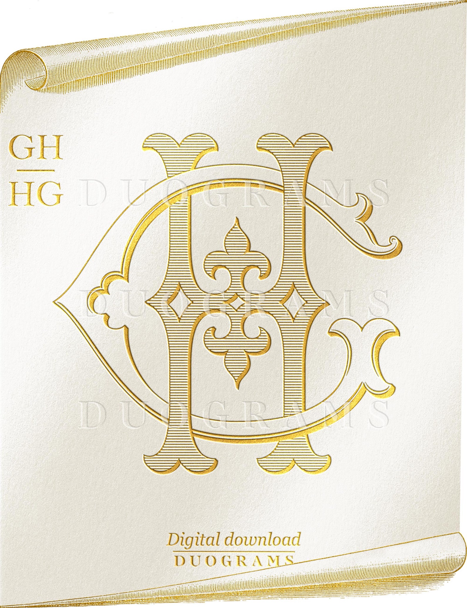 Wedding Monogram Logo Design GH HG Monogram Wreath SVG Digital Download ...