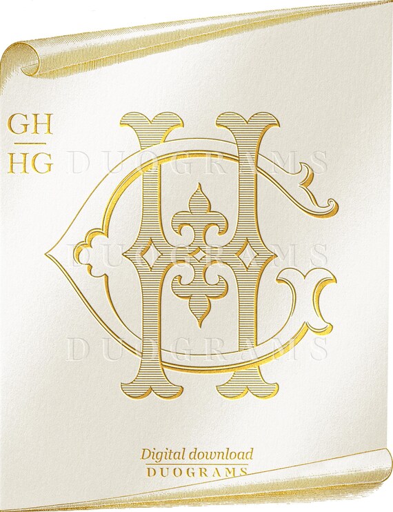 Wedding Monogram Logo Design GH HG Monogram Wreath SVG Digital - Etsy