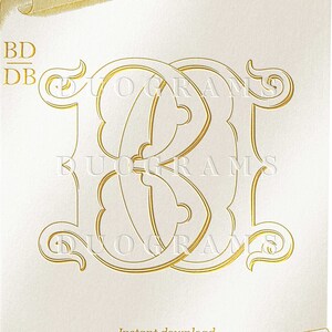2-letter Monogram BD or DB Wedding Monogram Logo Design B D Duogram D B ...