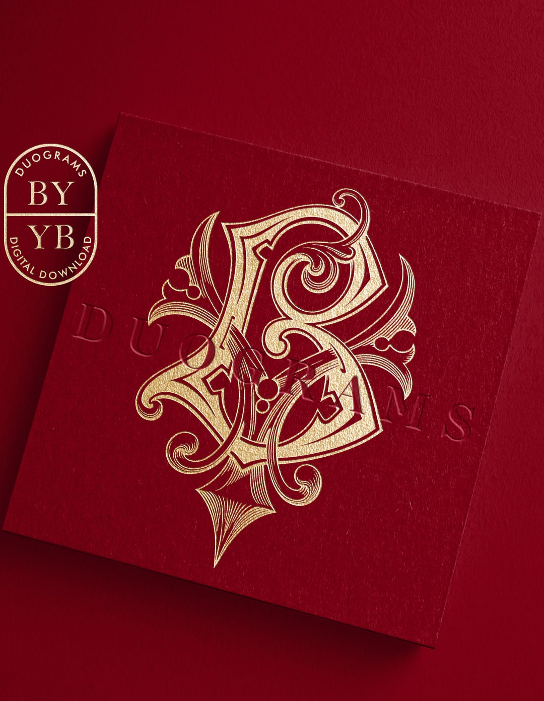 Vintage Wedding Monogram BY or YB Logo Design B Y 2-letter Monogram SVG ...