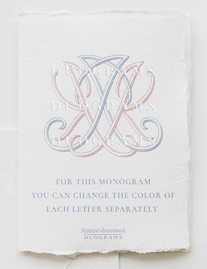 Two Letter Wedding Monogram Logo JK or KJ Duogram J K Intertwined ...