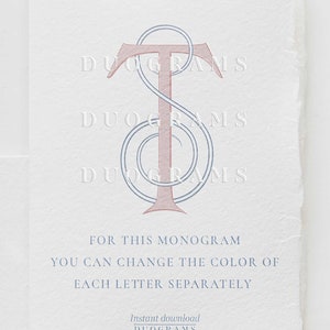 Interlocking Wedding Monogram ST TS 2 Letter Monogram Logo Design S T ...
