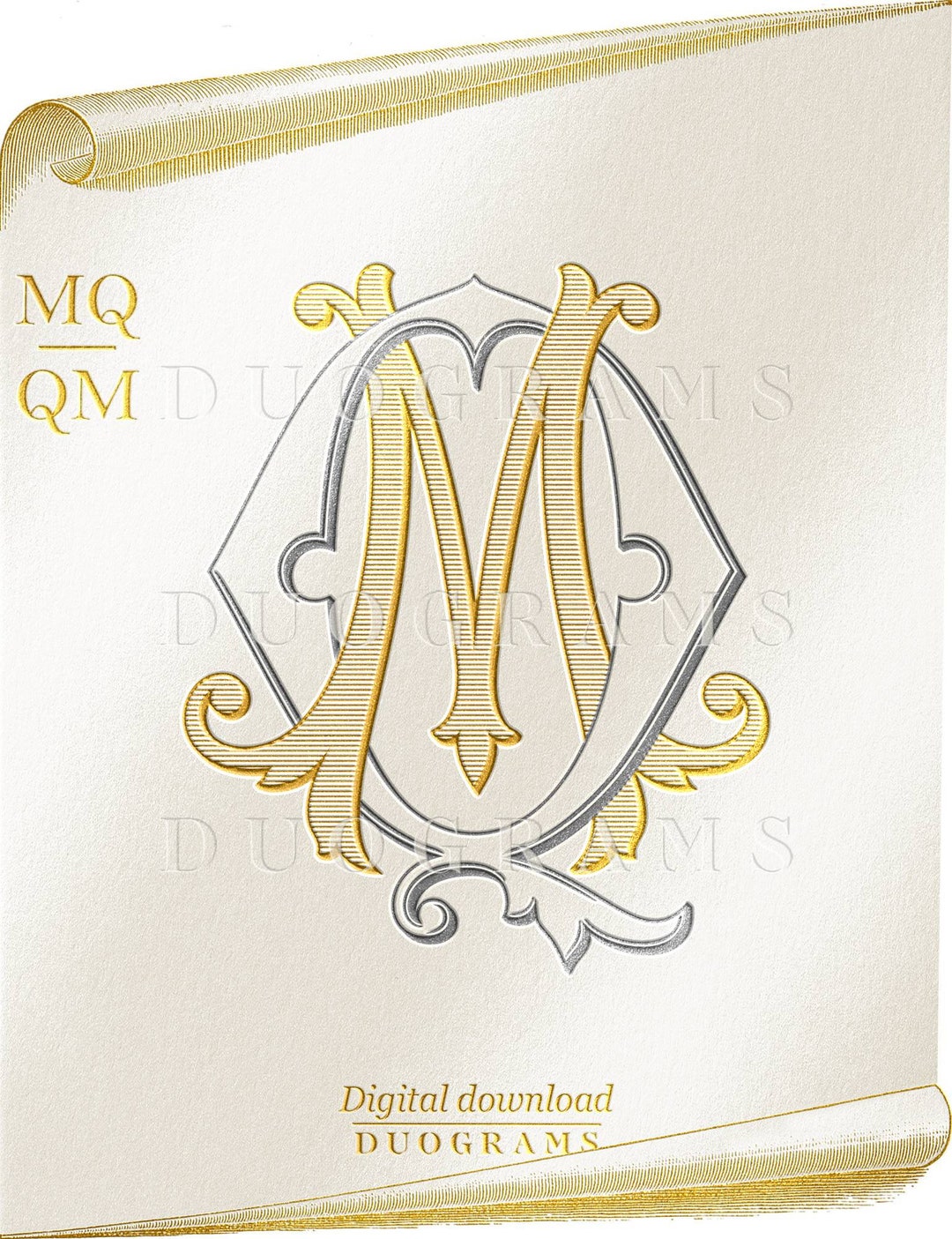 Vintage Wedding Monogram Logo MQ QM Monogram Wreath SVG - Etsy