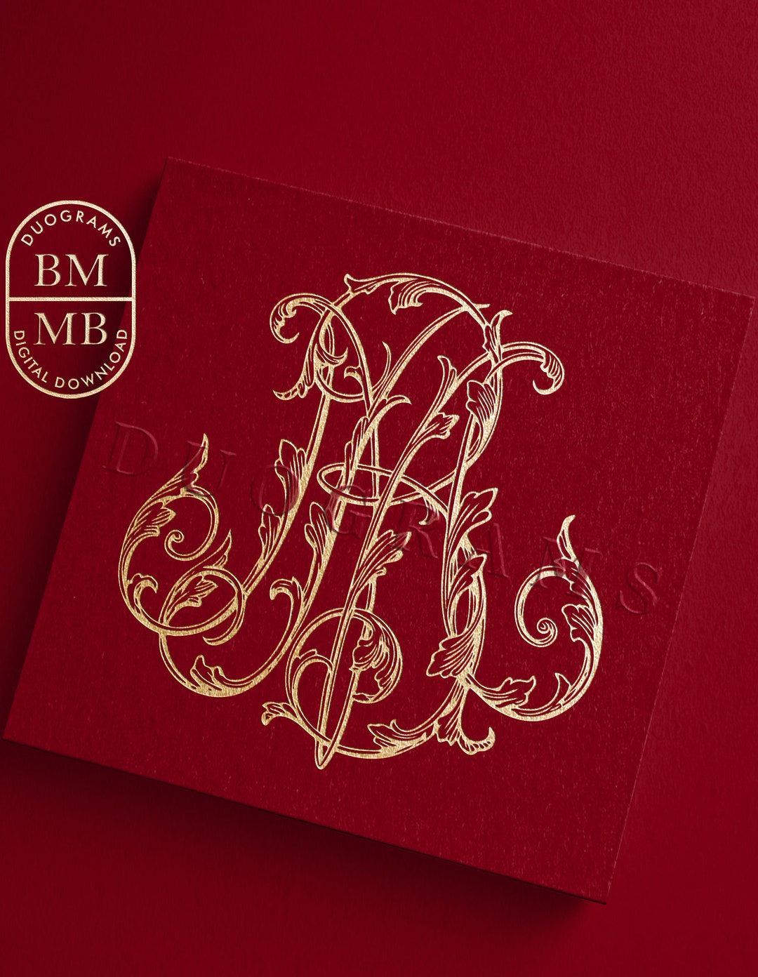BM MB Vintage Wedding Monogram Logo Design B M Two Letter Monogram M B ...