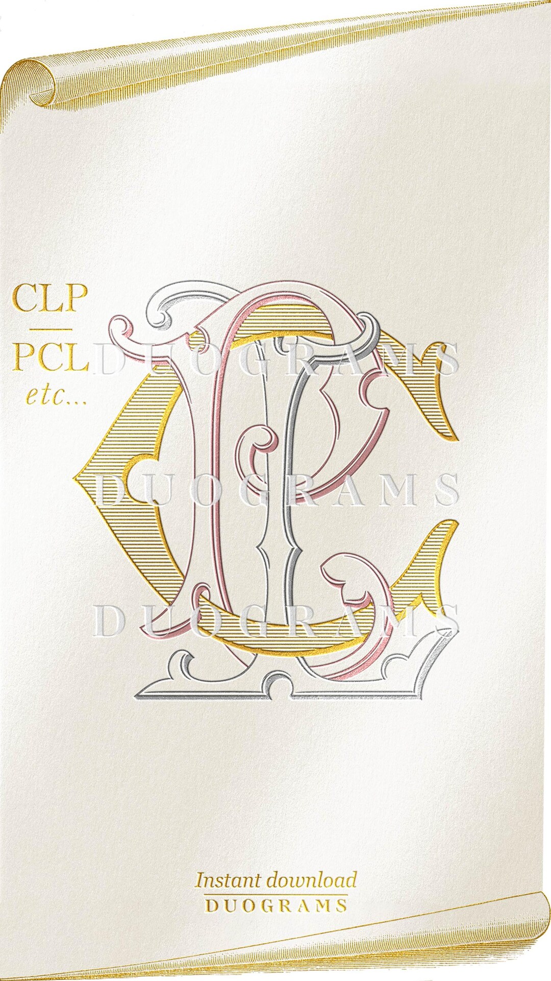 3 Letter Vintage Wedding Monogram Logo Design CLP LPC PLC Etc...instant ...