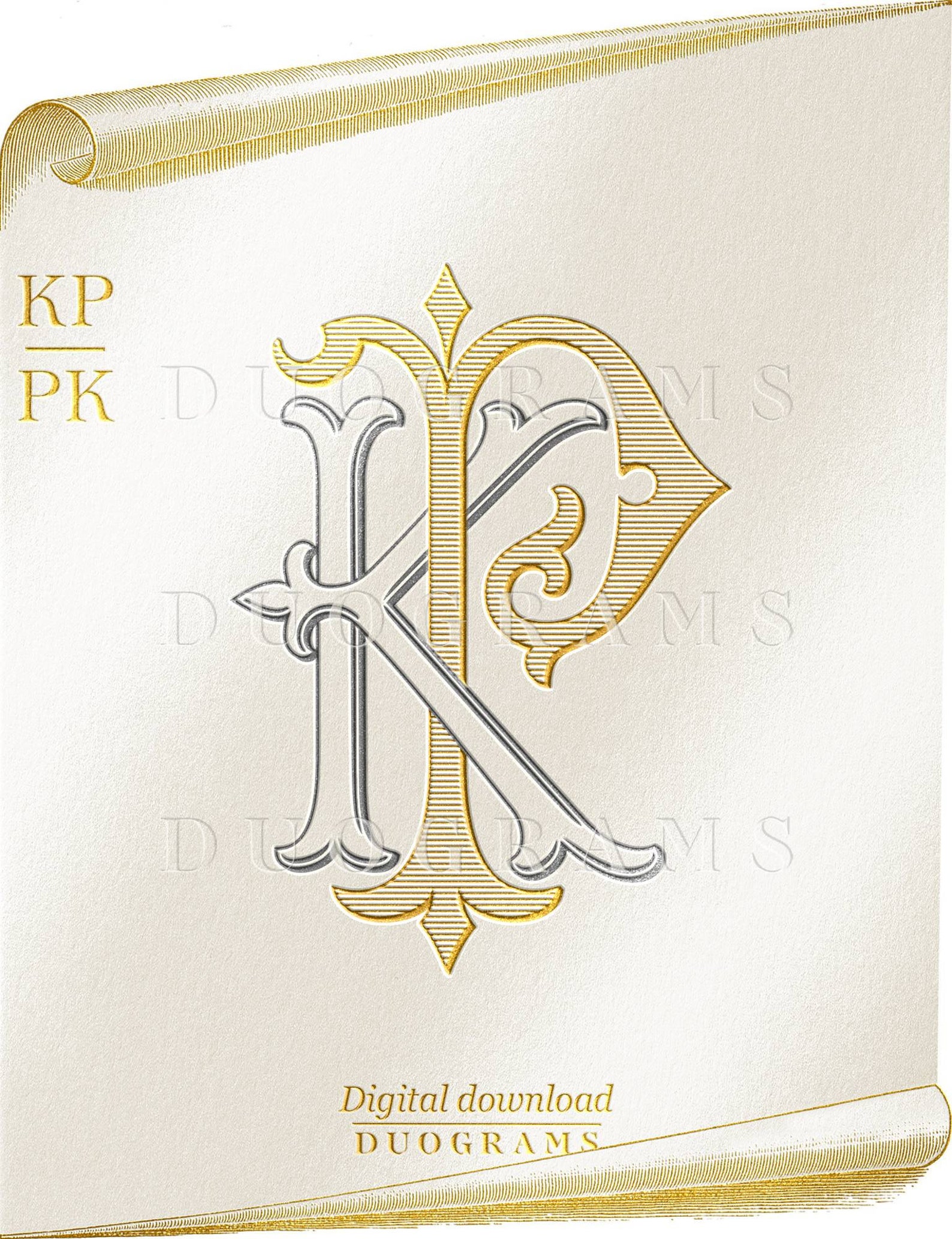Vintage Wedding Monogram Logo KP PK Monogram Wreath SVG - Etsy