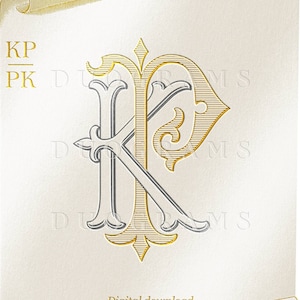 Vintage Wedding Monogram Logo KP PK Monogram Wreath SVG - Etsy