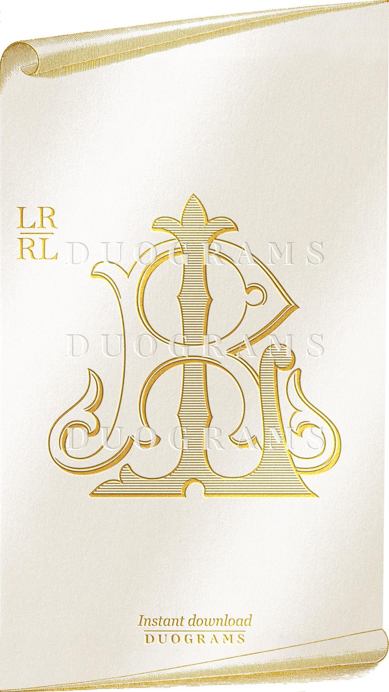 LR Vintage Monogram Logo RL Classic Monogram L R Interlocking Monogram ...