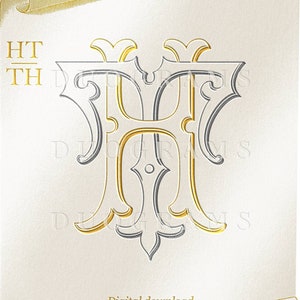 Vintage Monogram Logo Design HT TH Monogram Wreath SVG Digital Download ...