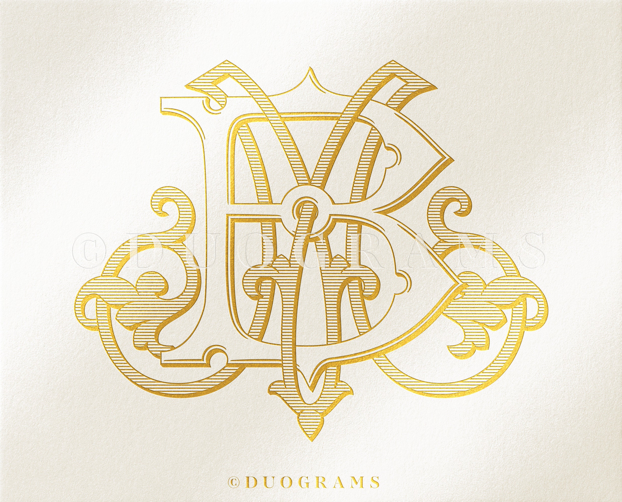 Vintage Wedding Monogram Logo BM MB Duogram B M Intertwined | Etsy